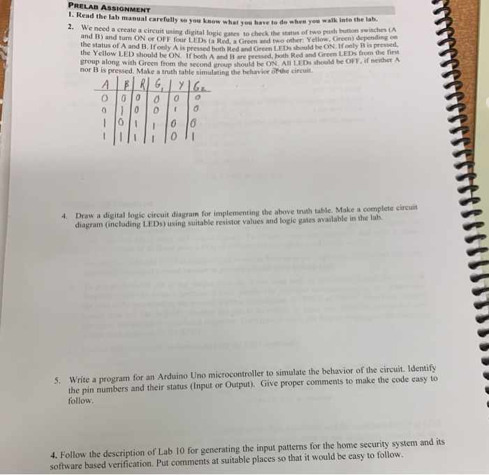 PRELAB ASSIGNMENT 1. Read the lab manual carefully so | Chegg.com