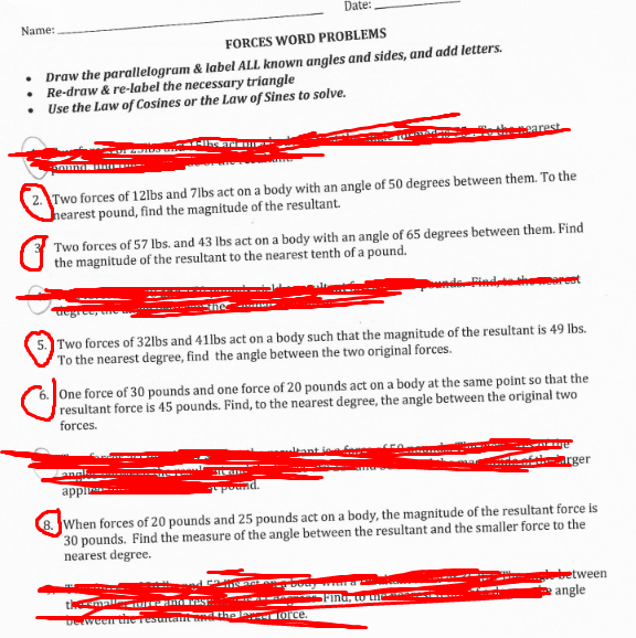 Solved Date: Name: FORCES WORD PROBLEMS Draw the | Chegg.com