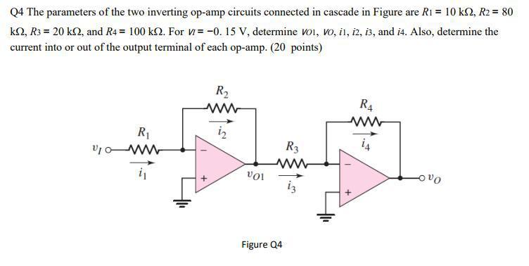 Solved Q4 The parameters of the two inverting op-amp | Chegg.com