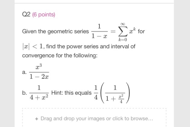 Solved Given the geometric series 1/1 - x= | Chegg.com
