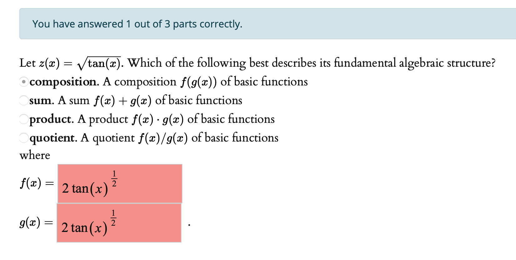 Solved You have answered 1 out of 3 parts correctly. Let | Chegg.com
