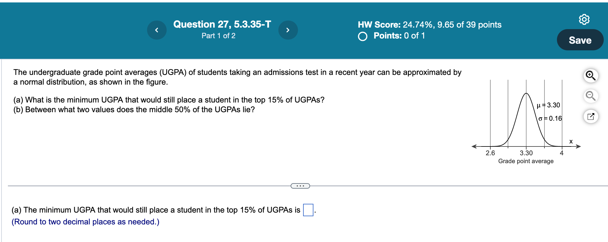 Solved The undergraduate grade point averages (UGPA) of | Chegg.com