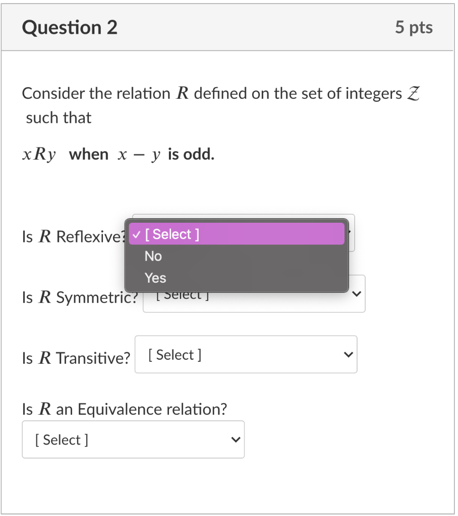 Solved Question 1 5 pts Consider the following relation from | Chegg.com