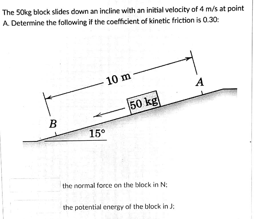 Solved The 50kg block slides down an incline with an initial | Chegg.com