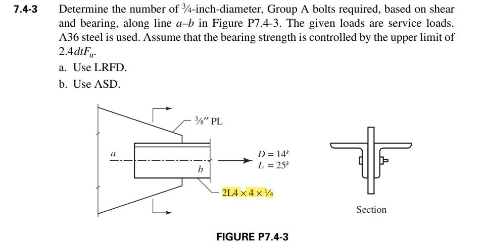 Solved 7.4-3 Determine the number of 3/4-inch-diameter, | Chegg.com