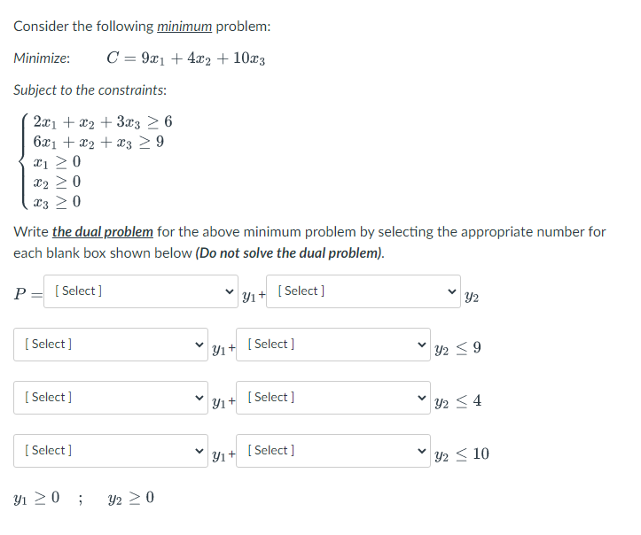 Solved Consider the following minimum problem: Minimize: | Chegg.com