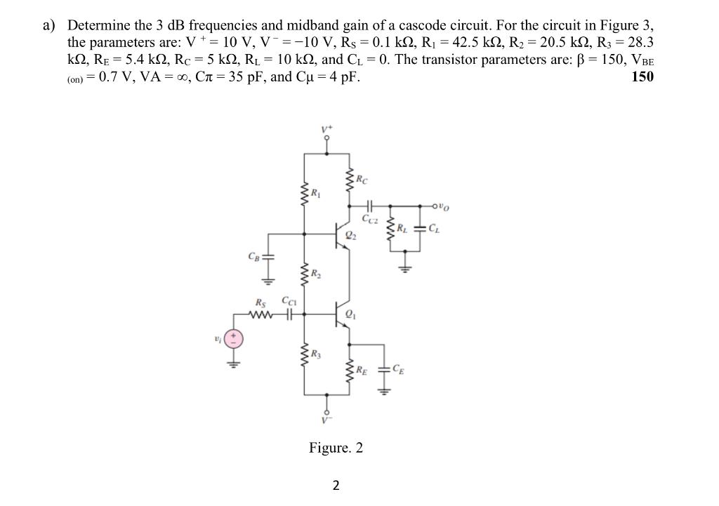 Solved a) Determine the 3 dB frequencies and midband gain of | Chegg.com