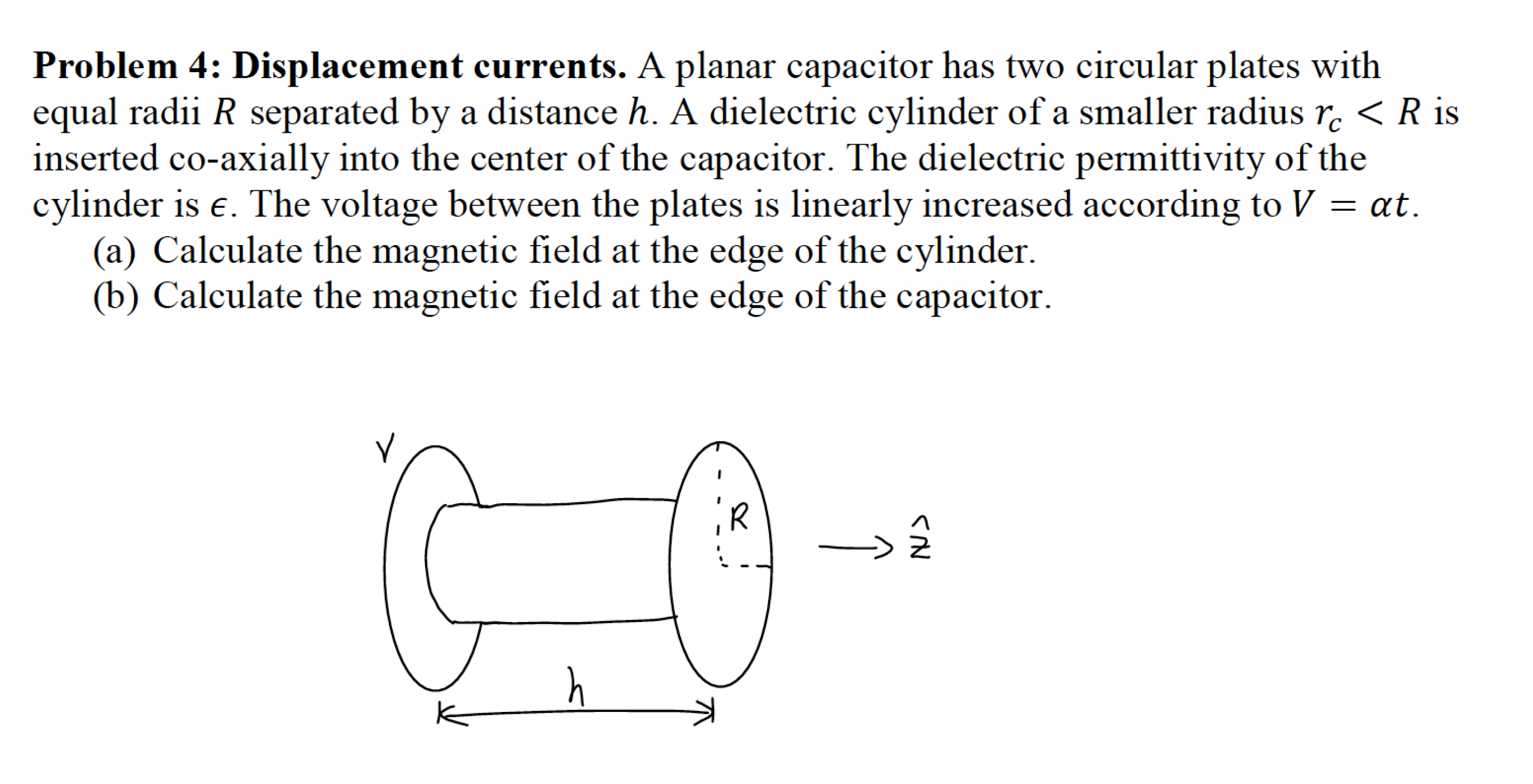 Solved Problem 4: Displacement currents. A planar capacitor | Chegg.com