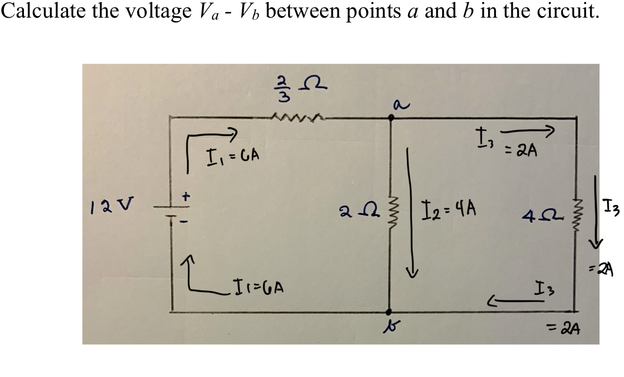 Solved Calculate the voltage Va−Vb between points a and b in | Chegg.com