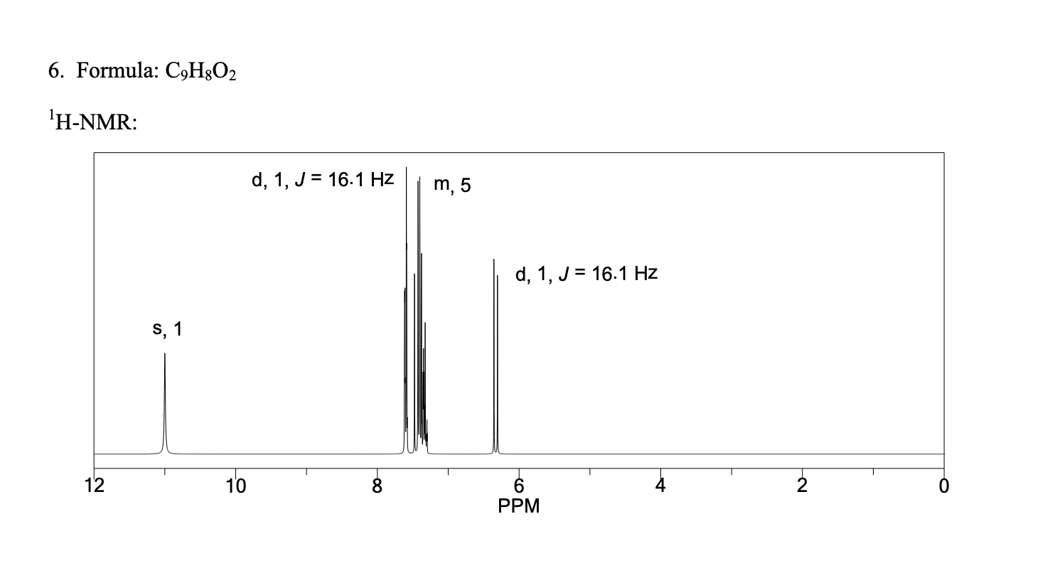 Solved 7. Formula: C10H15NO H-NMR: t, 3 t, 2 m, 2 d, 1 sext, | Chegg.com