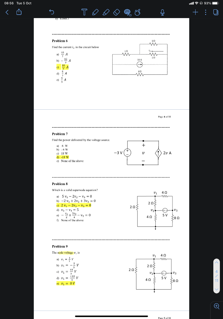 Solved Solve the 4 problems using KCL, KVL, Voltage | Chegg.com