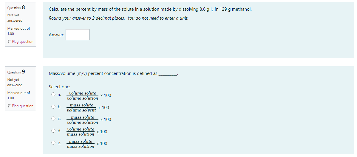 Solved What is the mass-volume percent (m/v%) of a solution | Chegg.com