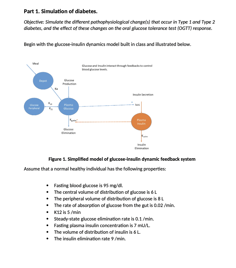 Solved Part 1. Simulation of diabetes. Objective: Simulate | Chegg.com