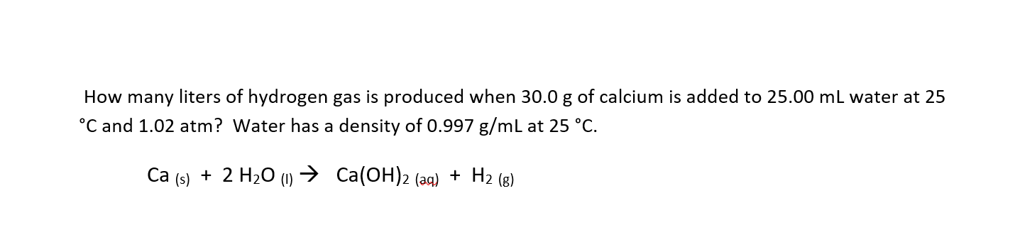 Solved How many liters of hydrogen gas is produced when 30.0 | Chegg.com