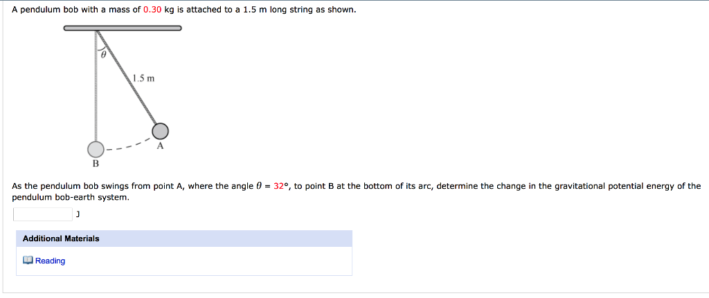Solved A pendulum bob with a mass of 0.30 kg is attached to | Chegg.com
