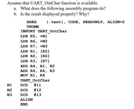 Solved Assume that UART OutChar function is available. a. | Chegg.com