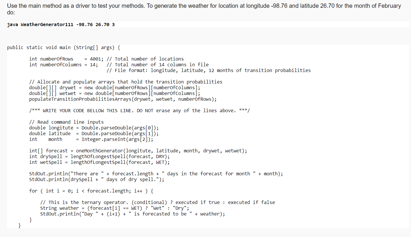 3. Weather Generator (40 points) Overview A weather | Chegg.com