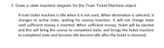 Solved 3. Draw a state machine diagram for the Train Ticket | Chegg.com