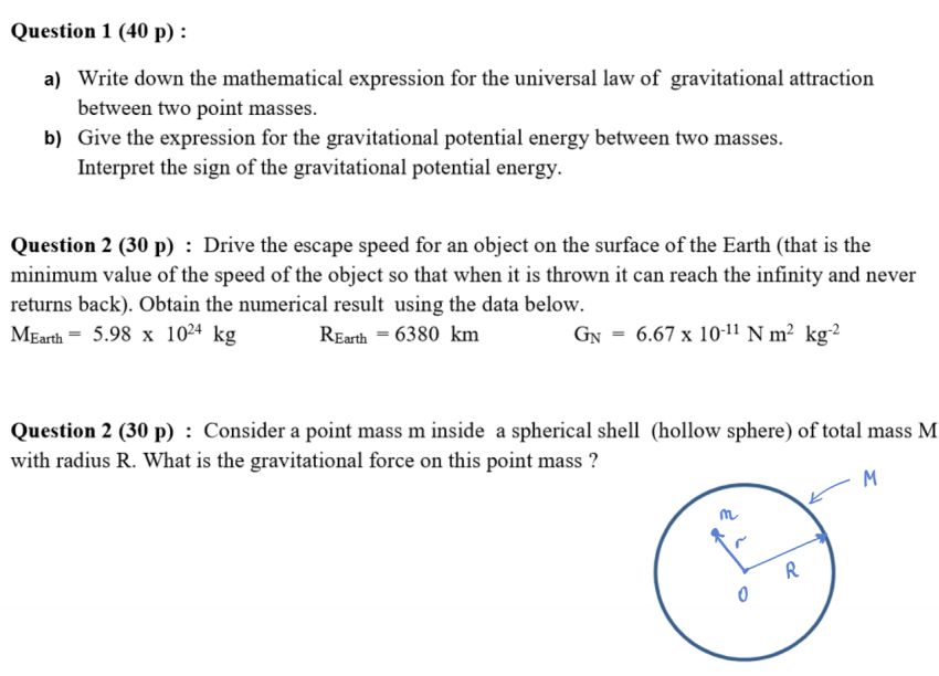 Solved Question 1 (40 p): a) Write down the mathematical | Chegg.com