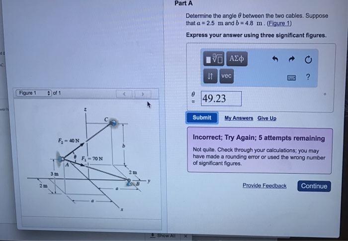 Solved Determine the angle theta between the two cables. | Chegg.com