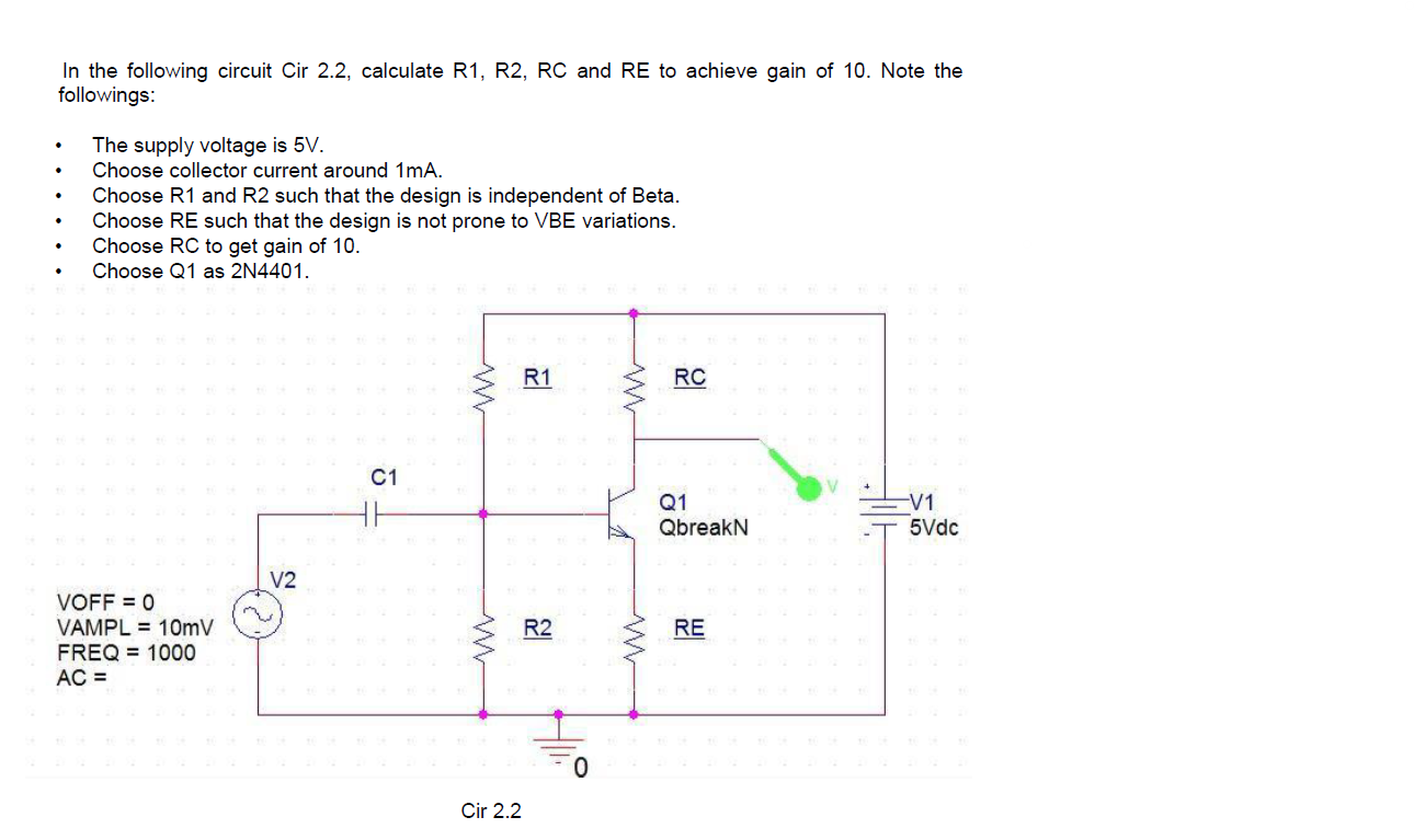 Solved In the following circuit Cir 2.2, ﻿calculate R1, ﻿R2, | Chegg.com