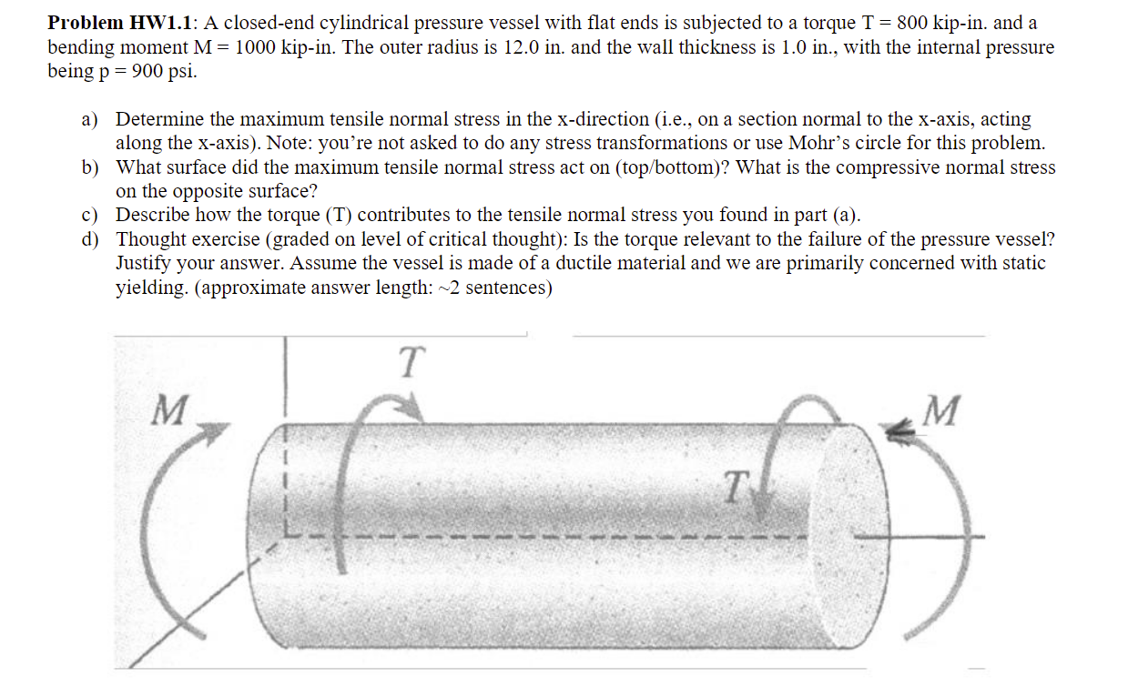 Solved Problem HW1.1: A closed-end cylindrical pressure | Chegg.com