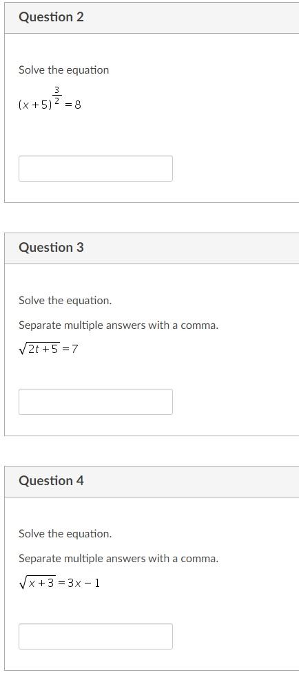 Solved Question 2 Solve the equation (x + 5)² = 8 Question 3 | Chegg.com