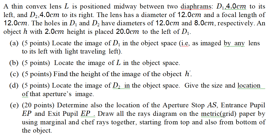 A thin convex lens L is positioned midway between two | Chegg.com