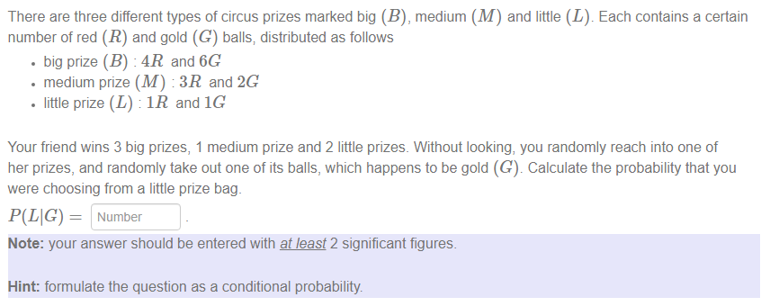Solved There are three different types of circus prizes | Chegg.com