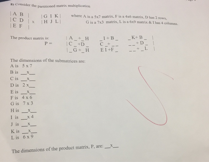 Solved s) Consider the partitioned matrix multiplication GI | Chegg.com