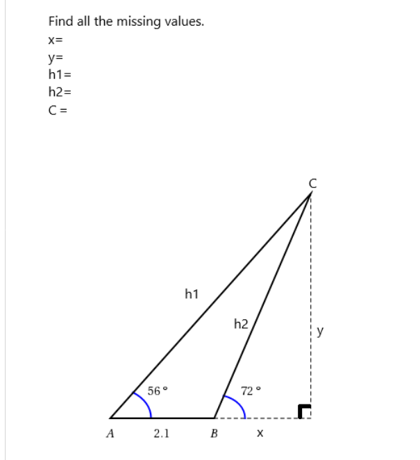 Solved Find all the missing values. x=y= | Chegg.com