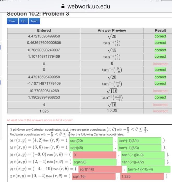 Solved webwork.up.edu Section 10.2: Probiem 3 Prev Up Next | Chegg.com