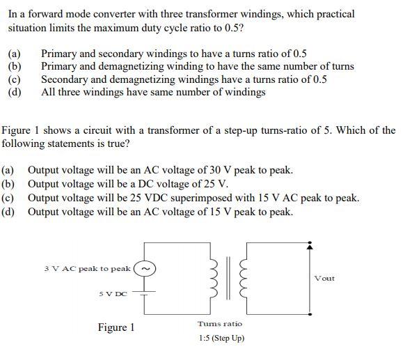 Solved In a forward mode converter with three transformer | Chegg.com