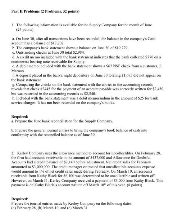 Solved Part II Problems (2 Problems, 32 points) 1. The | Chegg.com Solved Part II Problems (2 Problems, 32 points) 1. The | Chegg.com