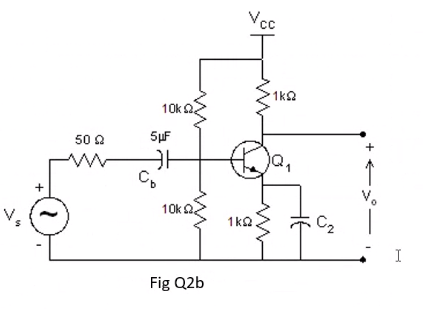 Solved b) The transistor in Circuit Fig Q2b has the | Chegg.com