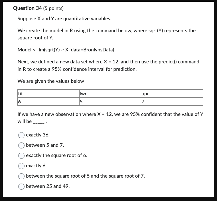 Question 34 (5 points) Suppose X and Y are | Chegg.com