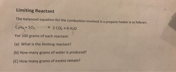 Solved Limiting Reactant The balanced equation for the | Chegg.com
