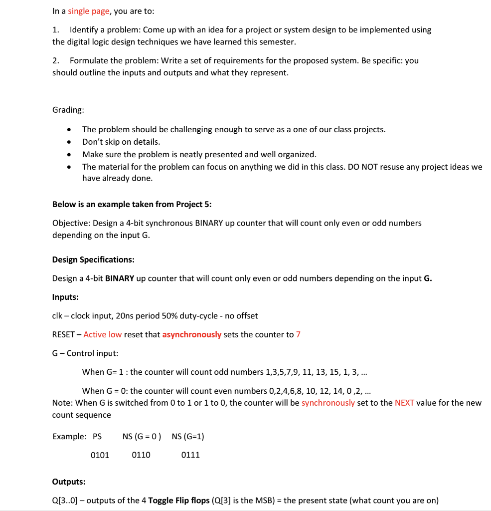 Solved In a single page, you are to: 1. Identify a problem: | Chegg.com