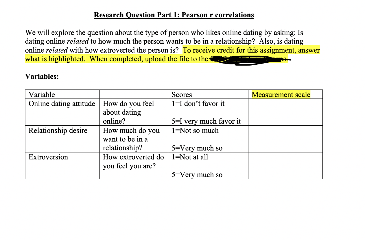Solved Research Question Part 1: Pearson r correlations We | Chegg.com