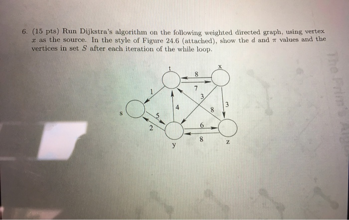 Solved 6. (15 pts) Run Dijkstra's algorithm on the following | Chegg.com