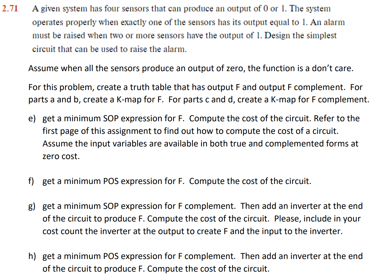 Solved A given system has four sensors that can produce an | Chegg.com