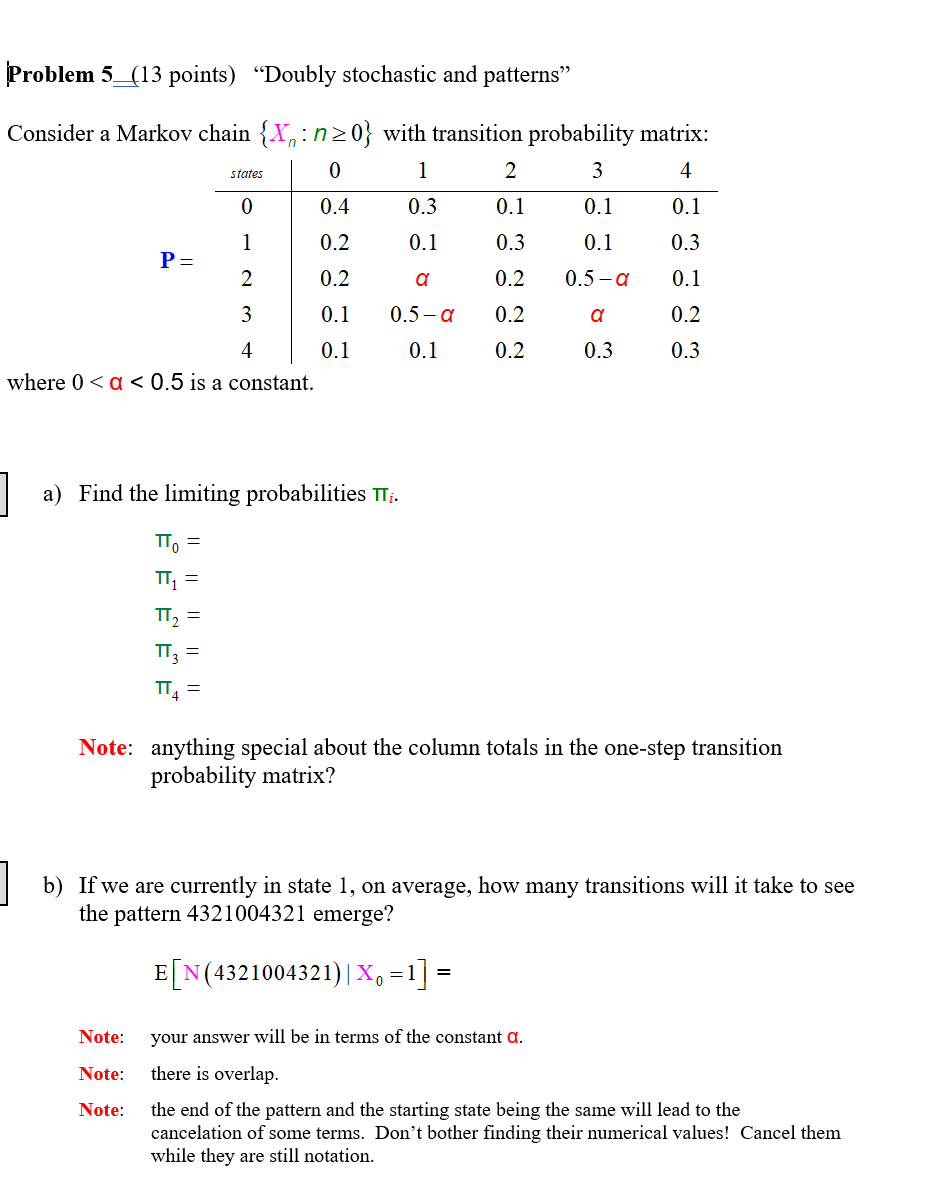 Solved Problem 5_(13 points) “Doubly stochastic and | Chegg.com
