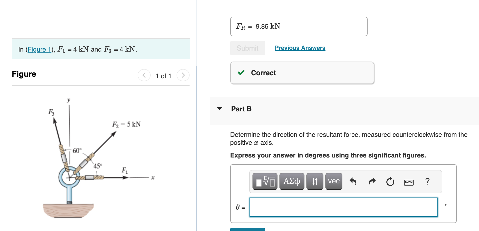 Solved In (Figure 1), F1=4kN and F3=4kN. Figure 1 of 1 Part | Chegg.com