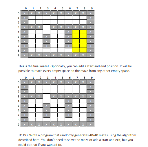 3) Recursive Maze Generation - 20 pts Implement the | Chegg.com