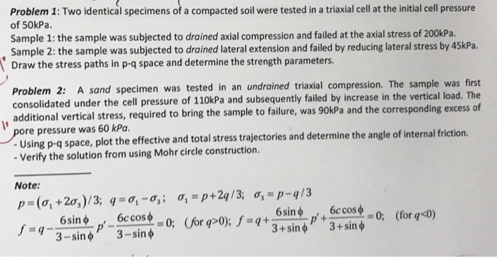 Solved Two identical specimens of a compacted soil were | Chegg.com