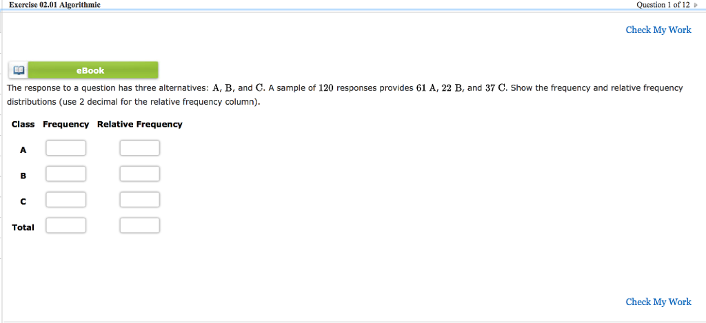 Solved Exercise 02.01 Algorithmic Question 1 of 12 Check My | Chegg.com
