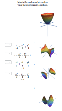 Solved Match the each quadric surface with the appropriate | Chegg.com