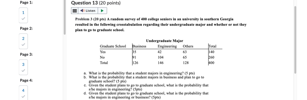 Problem 3 (20 pts) A random survey of 400 college | Chegg.com