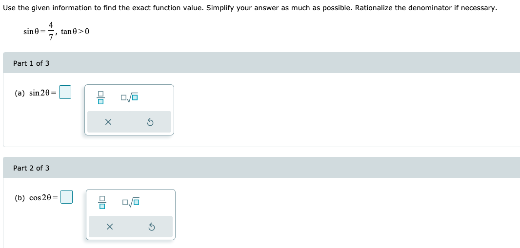 Solved Use the given information to find the exact function | Chegg.com