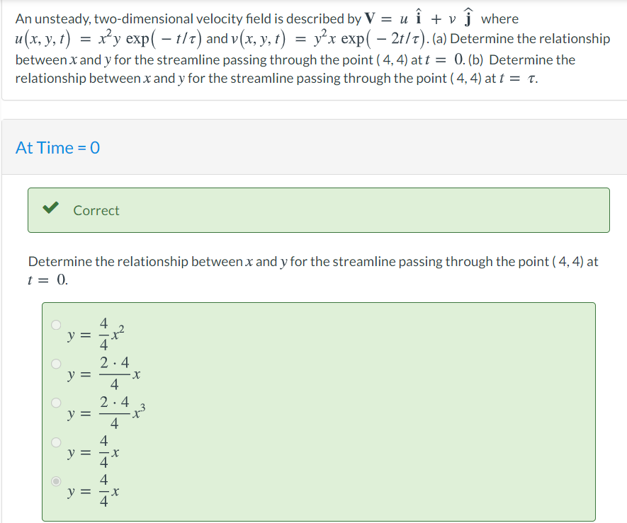 Solved An unsteady, two-dimensional velocity field is | Chegg.com